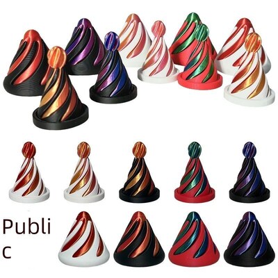 3D Printed Toys 3D Spiral Cone Rotating Pyramid Fidget Toy S