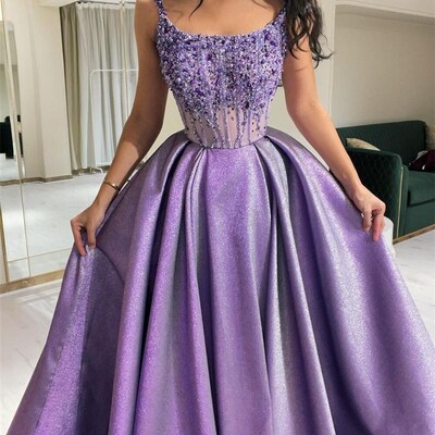 Prom Dresses Intricate Retro Spaghetti A-line Beading Beaded