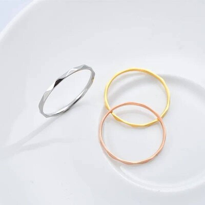 1mm Thin Stackable Ring Stainless Steel V Faceted Knuckle Mi