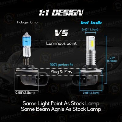 2PCs 881 LED Fog Lights Driving Bulbs Xenon White 6000K 3000