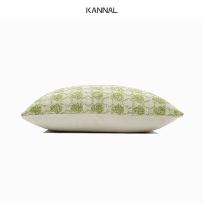 Morocco摩洛哥法式羊毛青草绿色米色葫芦图案棉麻靠垫腰枕