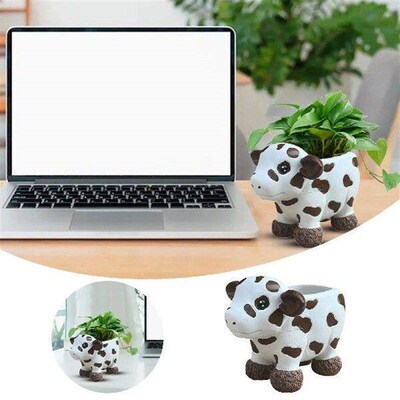 Cow Planter Pot 2024 Cute Cow Resin Flowerpot Plateau Yak