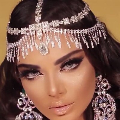 Stonefans Bling Indian Forehead Chain Rhinestone Headband He