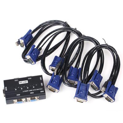 4 port VGA KVM Switch 3 USB PC sharer with 4 Cables set