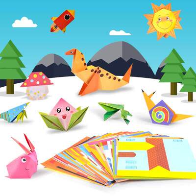 54Pages 3D Origami Paper DIY Kids Craft Toys Cartoon Animal