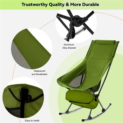 Foldable outdoor rocking chair portable leisure high backres