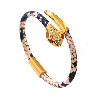 。Qinuo leopard copper snake head Brlet inlaid with stone br
