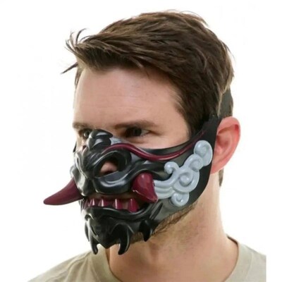 Half Face Japanee Mak Halloween Evil Devil Party Mak Toy Dem