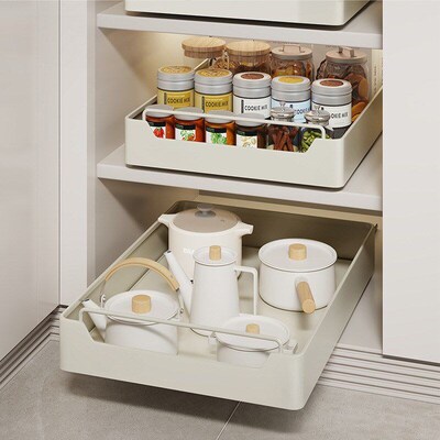 Kitchen Storage Box with Sliding Rail Pull-out Cabinet Stora