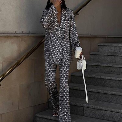 Clacive Fashion Long Sleeve Blazers Two Piece Sets Womens Ou