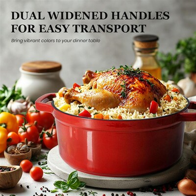 Cast Iron Dutch Oven Pot Bread Baking Casserole Cookware