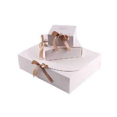 1PC Square Kraft Paper Box With Ribbon Candy Cookie Storage