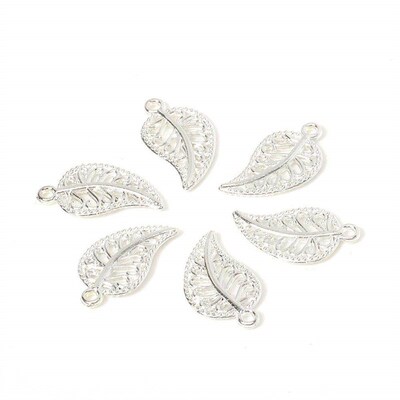50pcs 9x17mm Filigree Leaves Metal Hollow Out Charms Pendant
