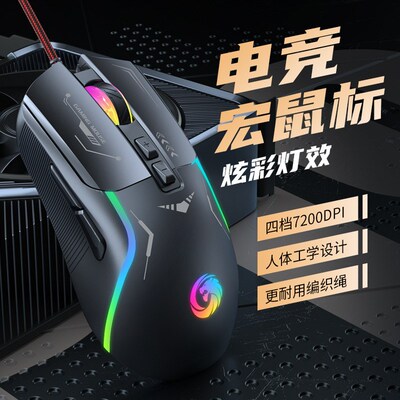 Wired gaming mouse机甲风有线游戏鼠标宏编程RGB炫光吃鸡电脑通