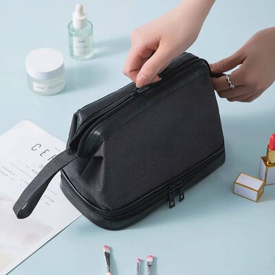 Toiletry Bag for Men Cosmetic Bag Double Layer with Zipper S