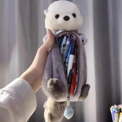 1Pcs Creative Sea Otter Plush Doll Pencil Case Ins High-attr