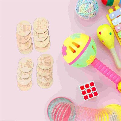 16 Pcs Basket for Kids Wooden Tags Toy Organizer Plate