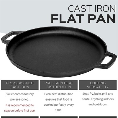 Cast Iron Pizza Baking Pan Stove Oven Grill Campfire