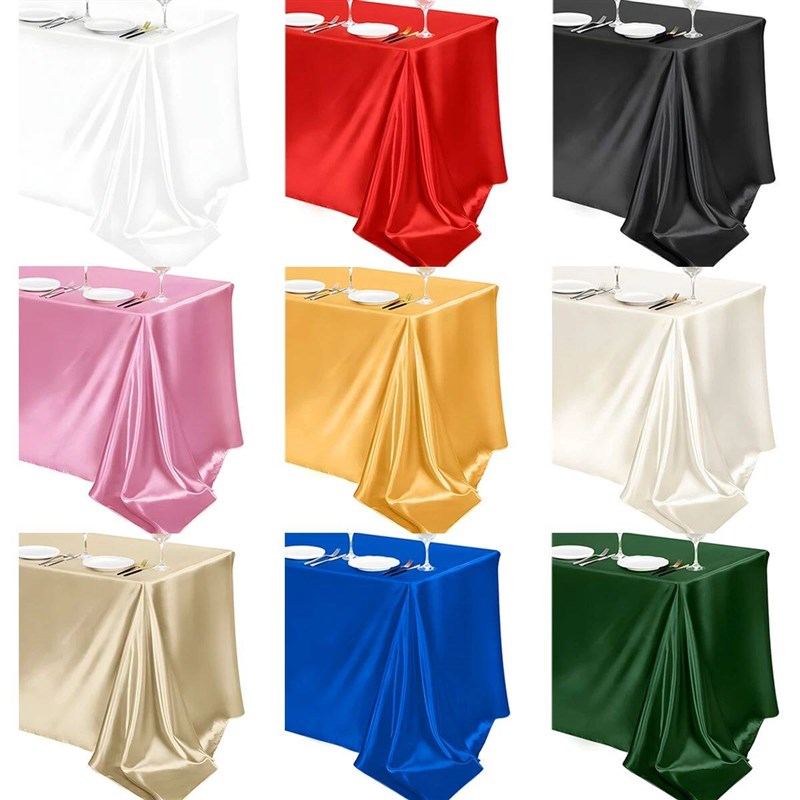 Rectangle Tablecloth Satin Table Cloth Bright Smooth White P