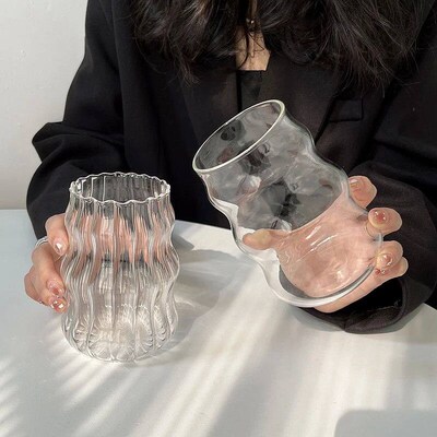 Ins Glass Cup Heat-resistant Tumbler Drinkware Transparent T