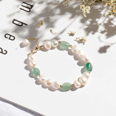 Freshwater Pearl Brlet Womens Simple Elegant Green Dongling