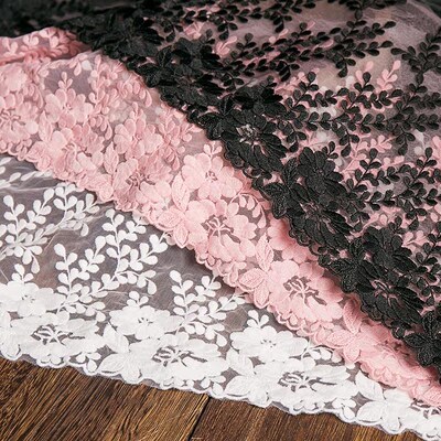 1Yard White Lace Fabric 32cm Width Cotton Embroidered Sewing