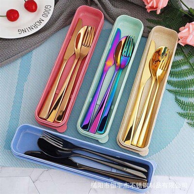 Titanium-plated 304 Stainless Steel Steak Knife, Fork and