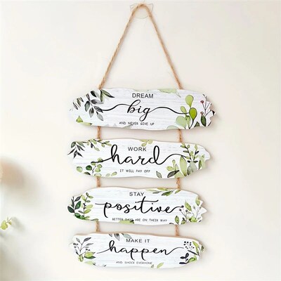 1pc Wooden Inspirational Hanging Festive Decor For Home & Gi