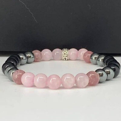 Black Tourmaline, Hematite, Rose Quartz & Lepidolite Bracele