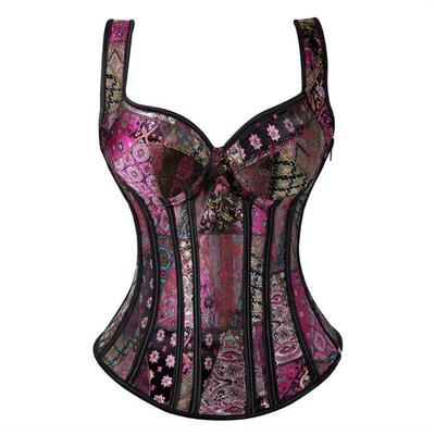 Women Corset with Straps Black Overbust Corset Plus Size Flo