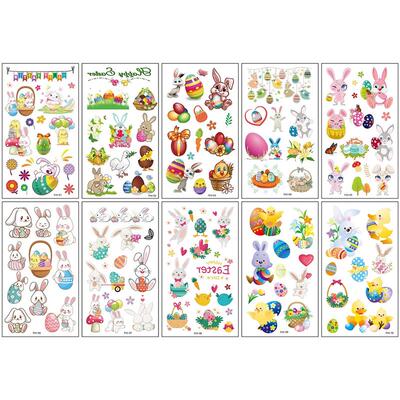 10 Sheets (120 Patterns), Cartoon Easter Temporary Tattoo St