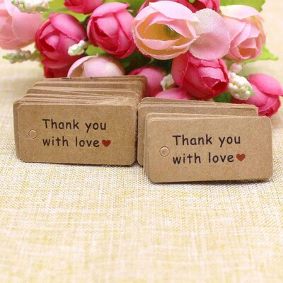 100pcs Kraft Paper Tags wth Strngs Handmade wth Love Hang Ta