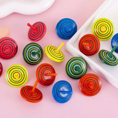 10Pcs Mini Wooden Gyro Finger Game Toy for Kids Birthday Par