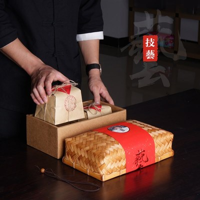 新款茶叶包装竹编盒龙井茶包装半斤一斤装空盒子红茶绿茶散茶通用