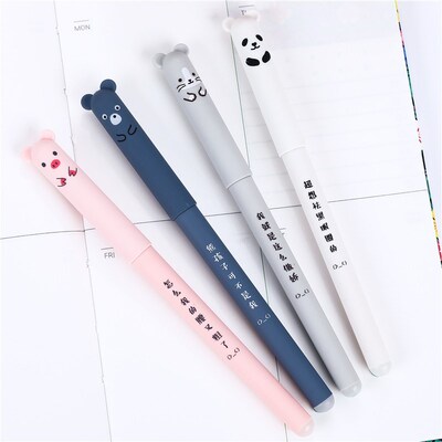 4 Pcs/Set Kawaii Pig Bear Cat Mouse Erasable Gel Pen School