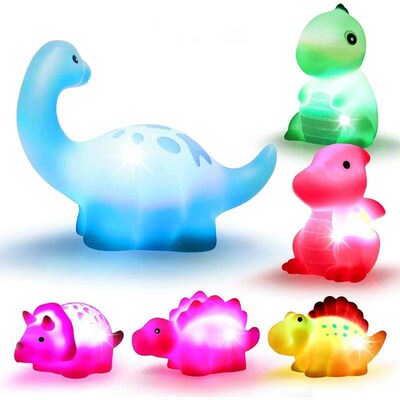 1/6Pcs Dinosaur Baby Bath Toys Light-Up Floating Bath Toys