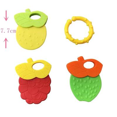 Baby Fruit Style Soft Rubber Rattle Teether Toy born Chews F