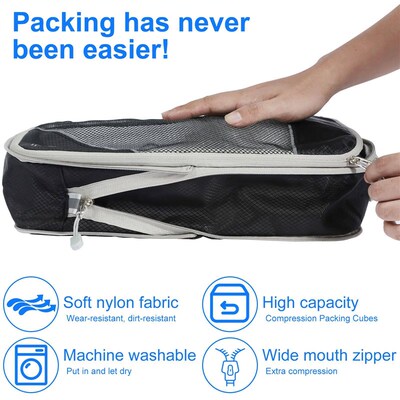 3/6Pcs Travel Storage Bag Compression Packing Cubes for Trav