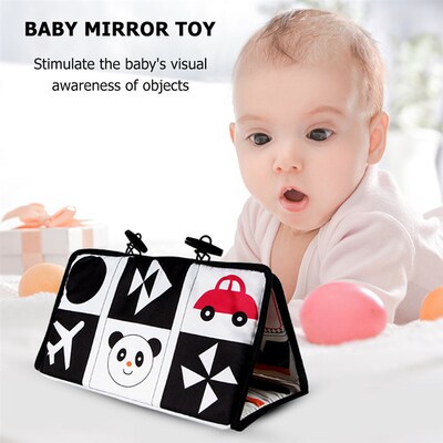 Tummy Time Floor Mirror Visually Inspire Black and White Edu
