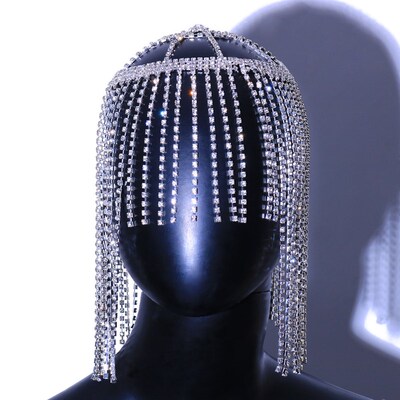 Stonefans Flash Long Tassel Hair Chain Rhinestone Head Chain