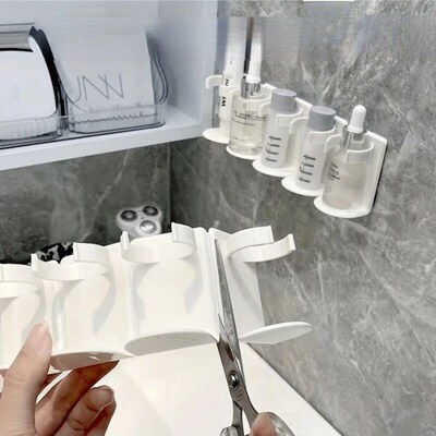 5-grid Wall-mounted Cosmetic Storage Rack Plastic Punch-free