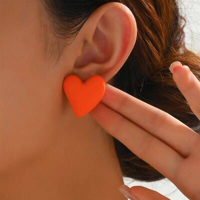Koean Fashion Candy Color Acrylic Love Eardrop Simple Design