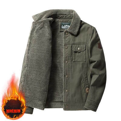Winter Warm Men Coats Casual Cargo Thick Fleece Parka Male B