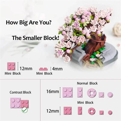 Mini Plant Bonsai Building Block Flower Plant Cherry Blossom