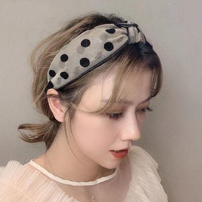 Korean Hairband Vintage Dot Lace Wide Bezel Bow Hair Bands W