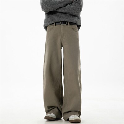 Twill Slightly Wide Loose Straight Casual Pants Mens Textur