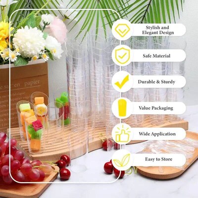 40PCS 80ml Plastic Pudding Cups Ice-Cream Mousse Dessert Pic