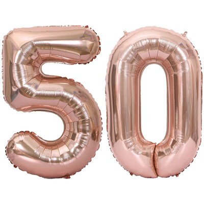 2pcs 32/40inch Happy 50 Birthday Foil Balloons Pink Blue Gol