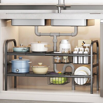 1 Set Multi-Use Kitchen Under Bathroom Sink Organizers - Exp