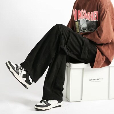 Black Overalls Mens Autumn an Winter teny Bran Wie-leg Casu